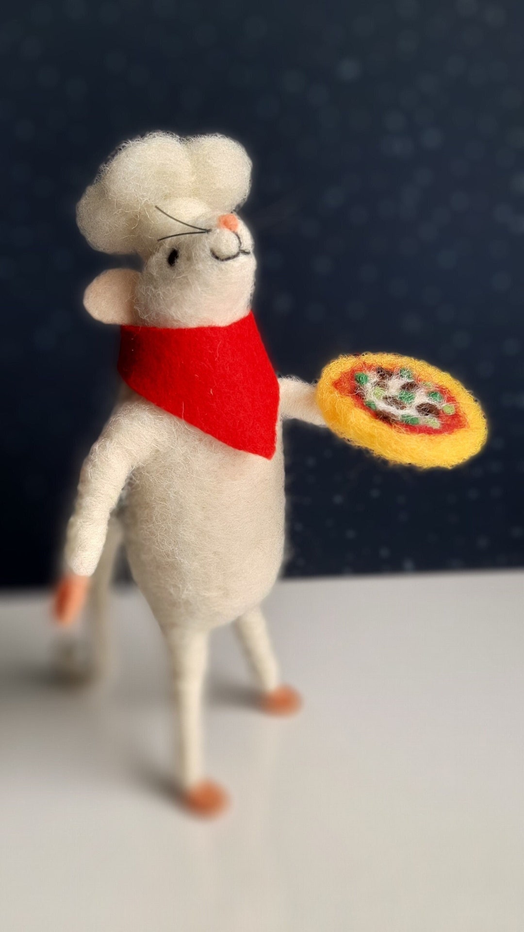 Pizza Chef Mouse Figurine, Mouse Ornament, Housewife Gift, Felted Wool ...