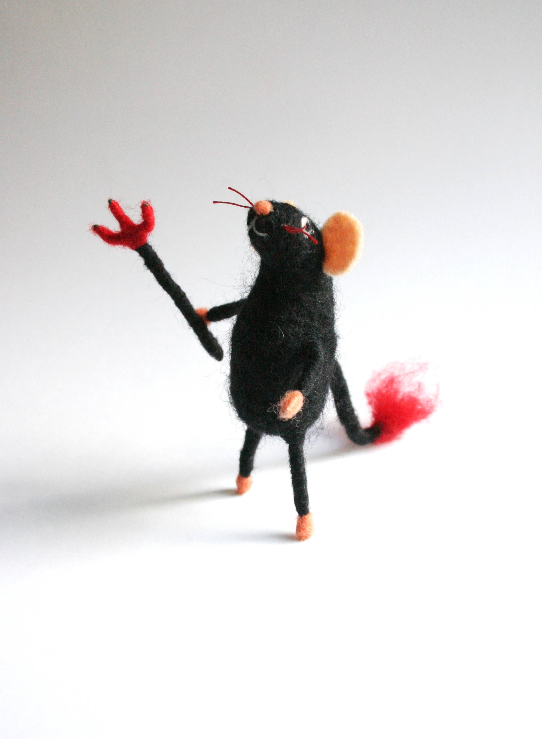 Mouse Devil Figurine, Needle Felted Black Mouse Devil, Halloween ...