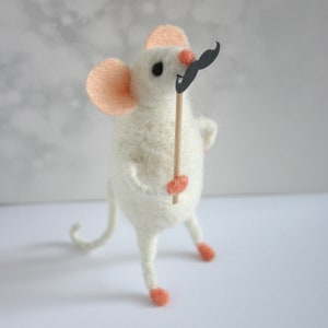 Felt Mouse With Moustache, Needle Felted Mouse Ornament, Moustache Mice ...