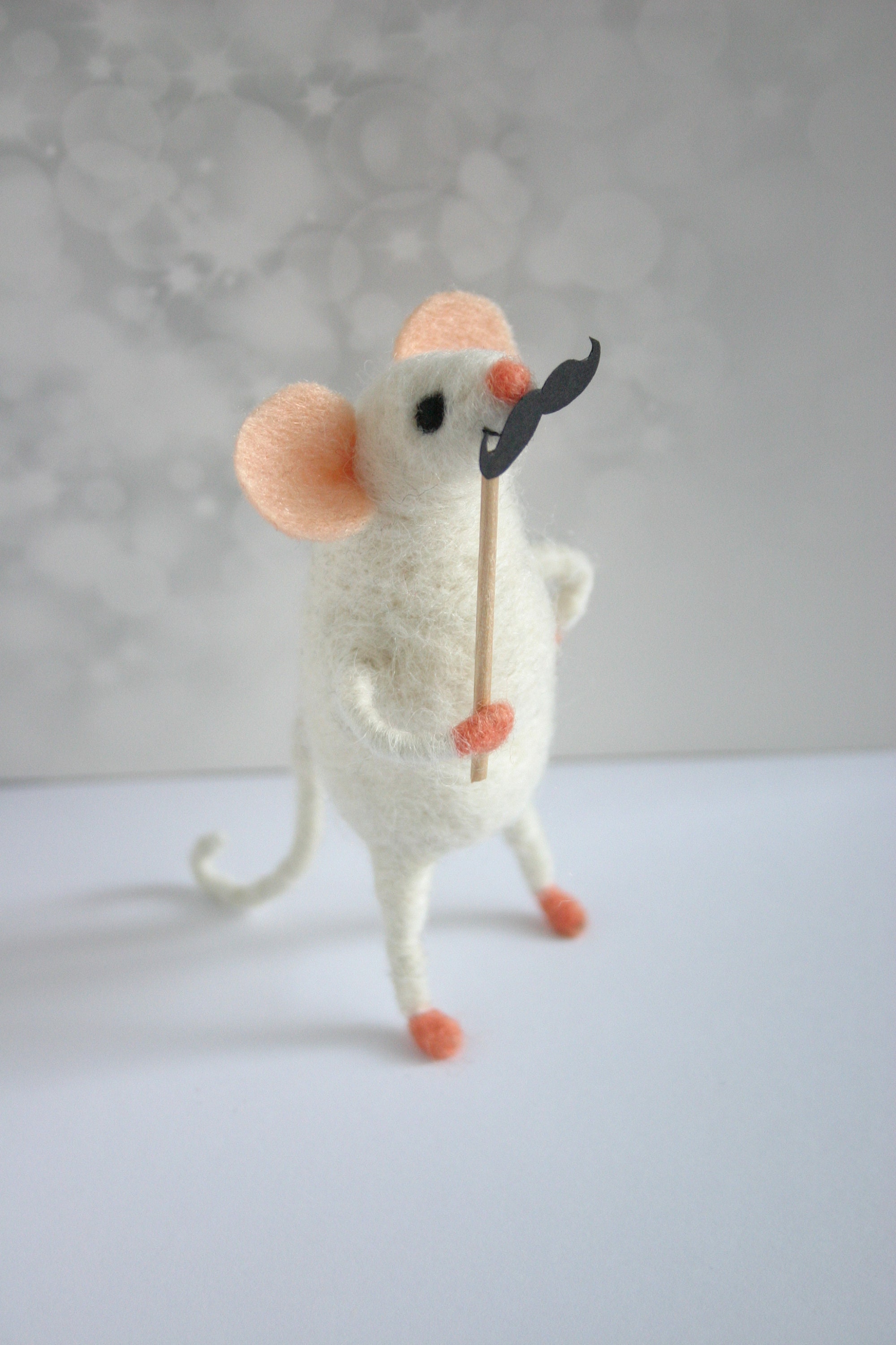 Felt Mouse With Moustache, Needle Felted Mouse Ornament, Moustache Mice ...
