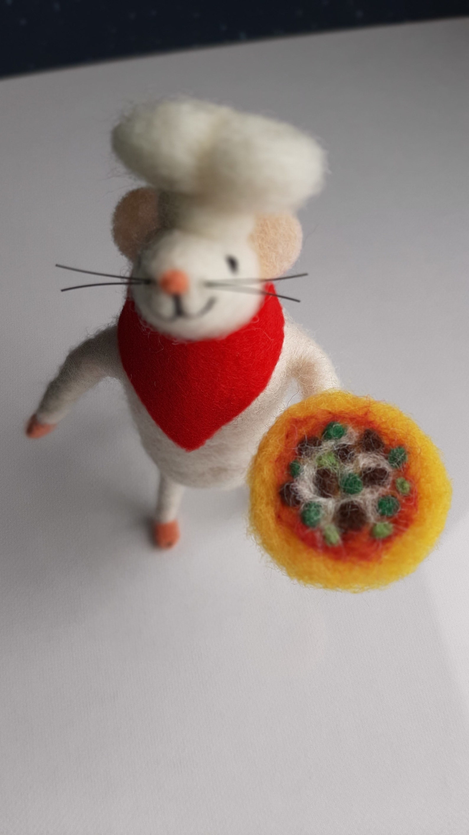 Pizza Chef Mouse Figurine, Mouse Ornament, Housewife Gift, Felted Wool ...