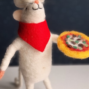 Pizza Chef Mouse Figurine, Mouse Ornament, Housewife Gift, Felted Wool ...