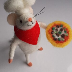 Pizza Chef Mouse Figurine, Mouse Ornament, Housewife Gift, Felted Wool ...