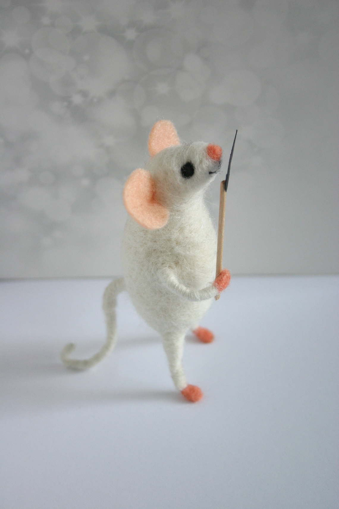 Felt Mouse With Moustache, Needle Felted Mouse Ornament, Moustache Mice ...