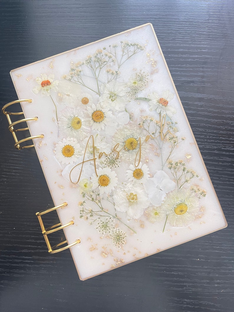 White Floral Garden Refillable Resin Notebook - Etsy