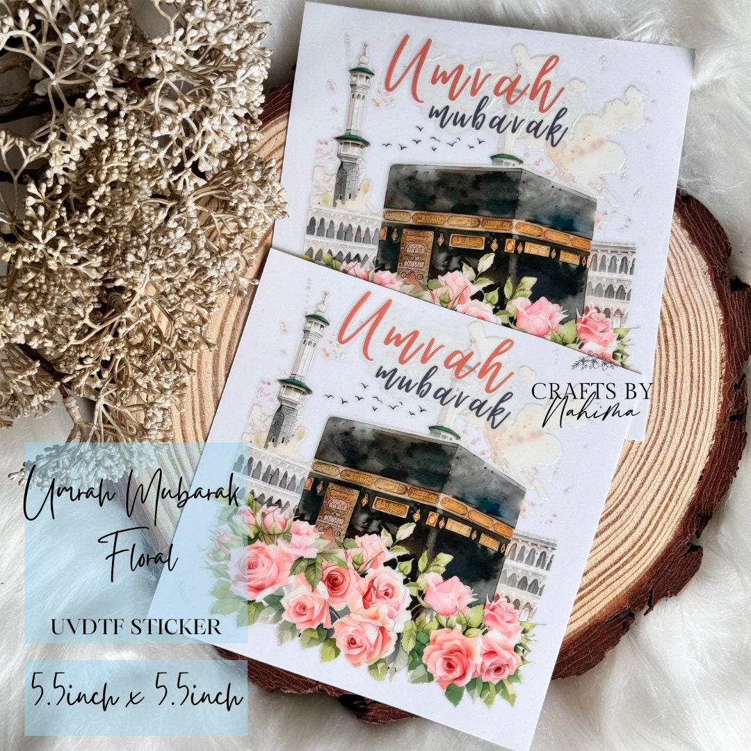 Umrah Mubarak Floral Kaaba UVDTF Sticker, Resin Transfer Sticker - Etsy
