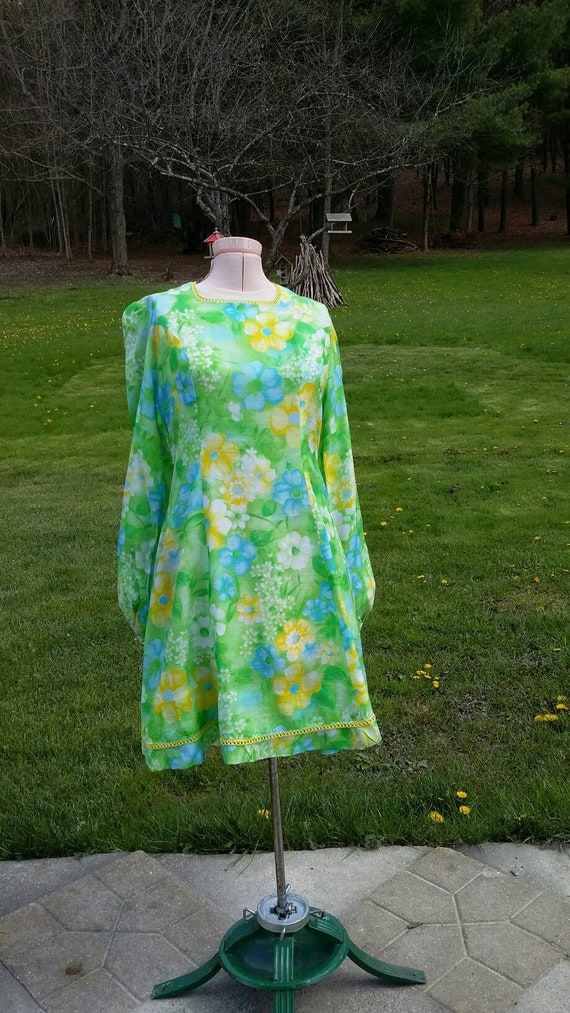 Flower Child Mini Dress With Balloon Sleeves - Gem