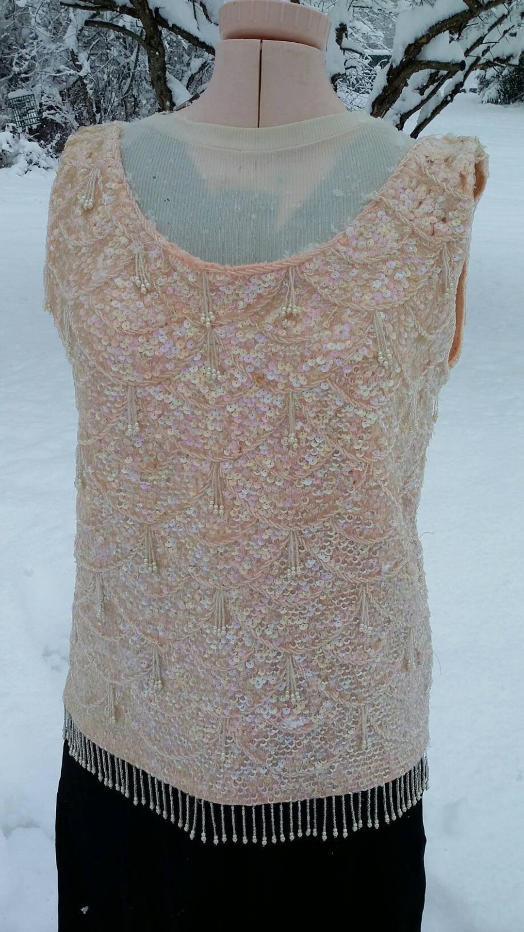 Pink Beaded Sequined Shell - Etsy