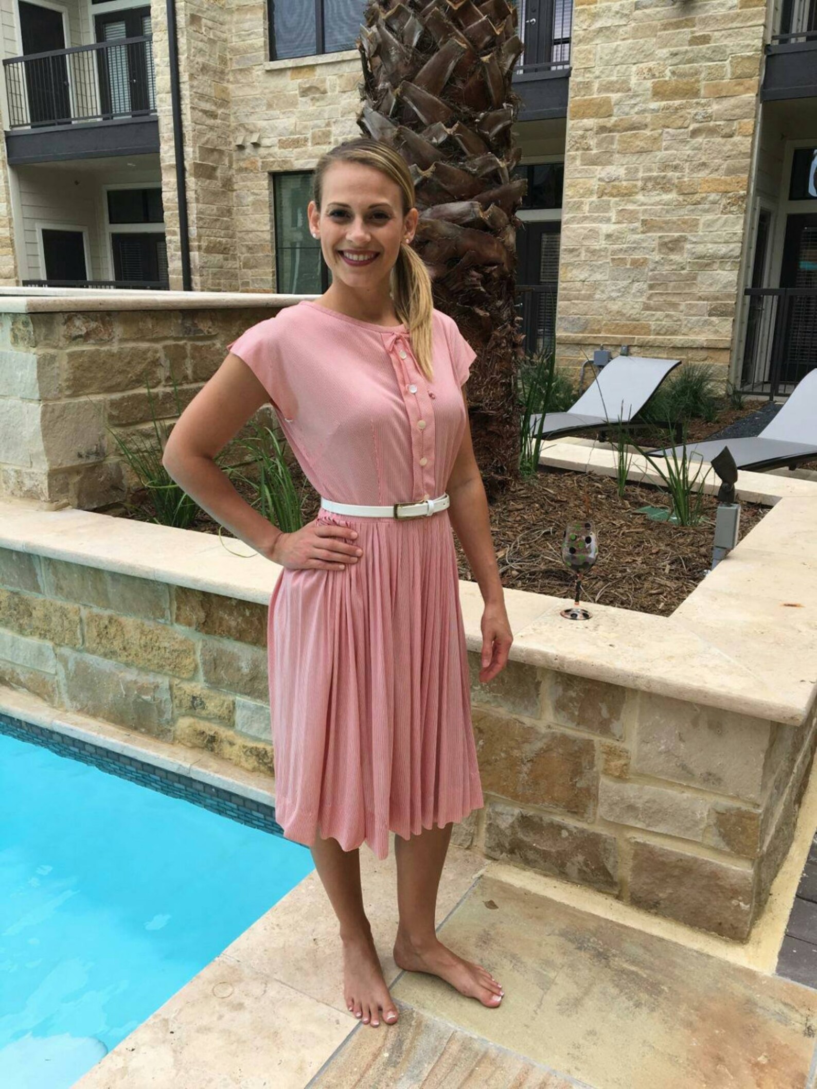 Red and White Pin-stripe Dress - Etsy