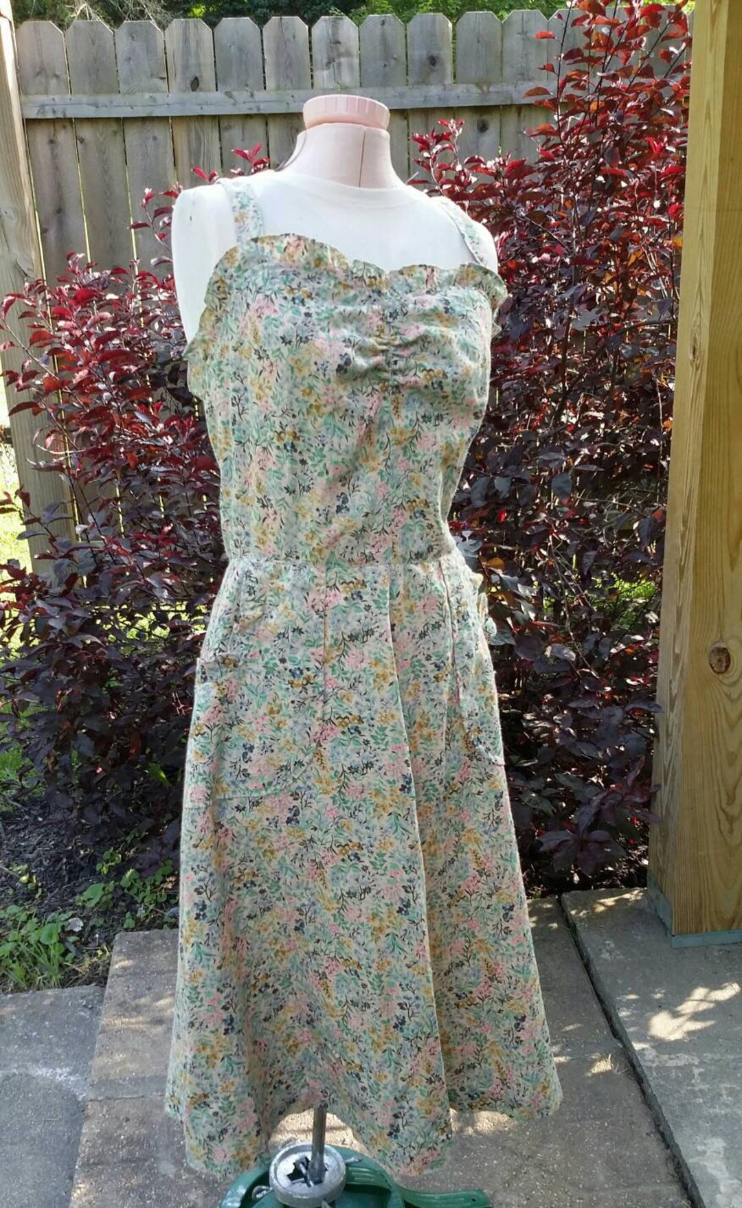 Mid Century Pastel Calico Sundress - Etsy