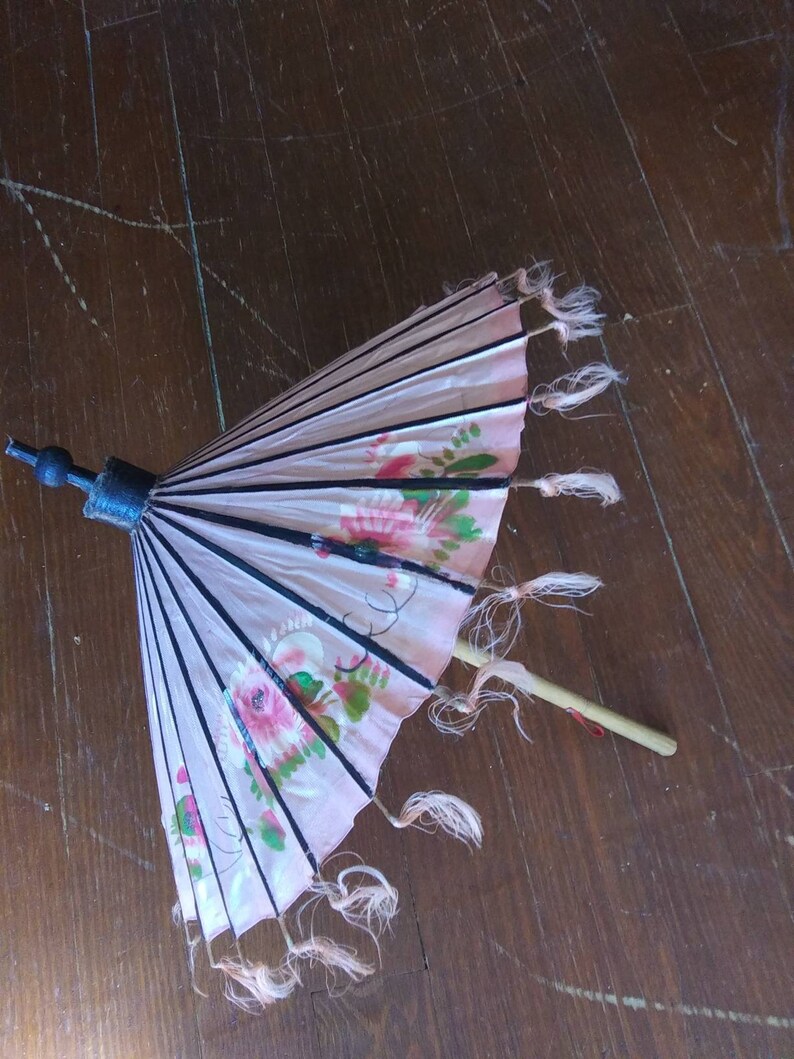 Antique Child Sized Hand Painted Silk Parasol - Etsy