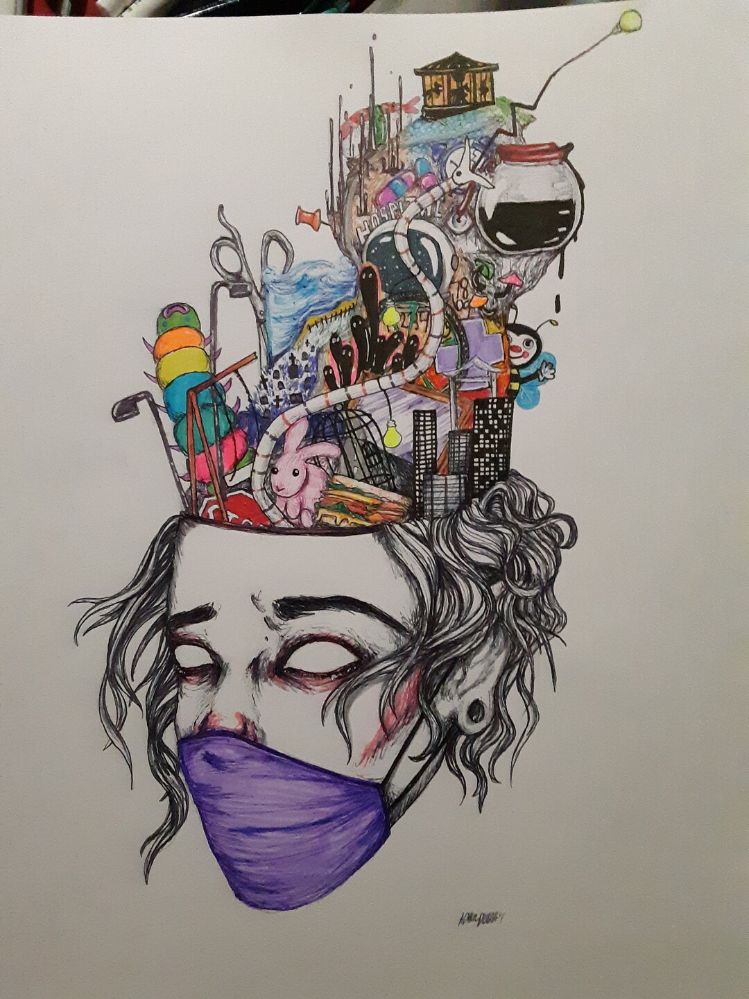 Mind Fuzz Original Mixed Media Artwork 8.5x10 Inch - Etsy
