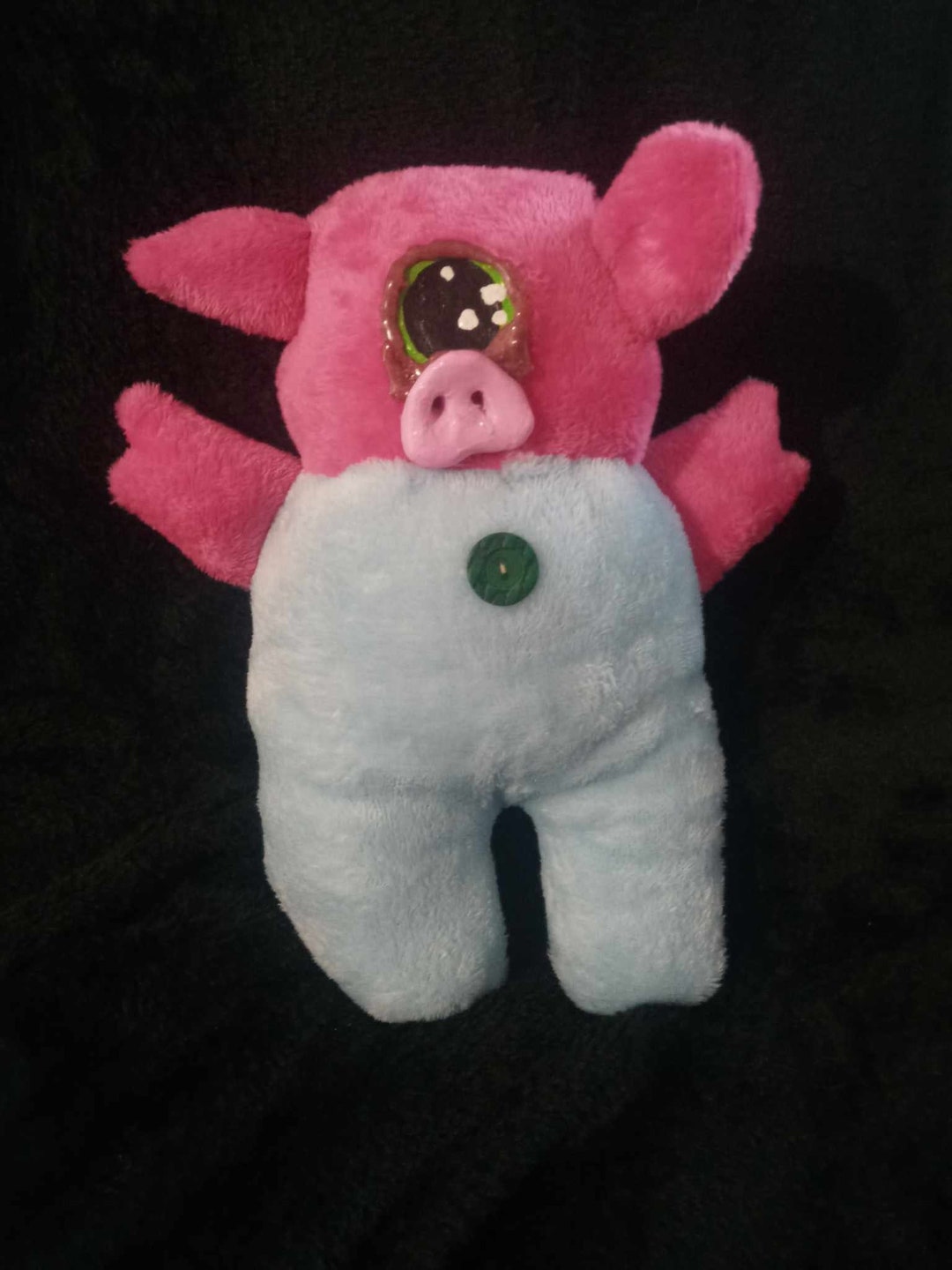 Piglet Cyclops Clay Face OOAK Art Plushie Weighted - Etsy