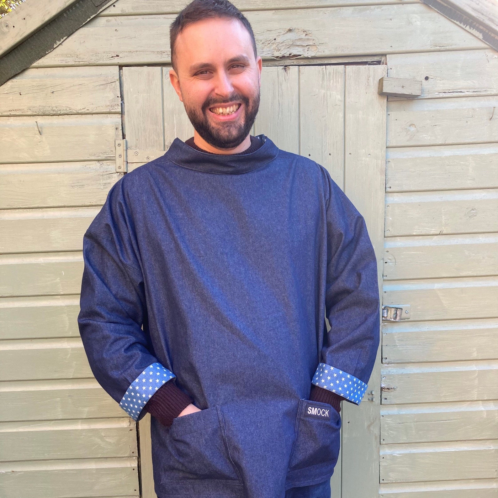 Man's Dark Denim SMOCK for gardening crafting diy sport | Etsy