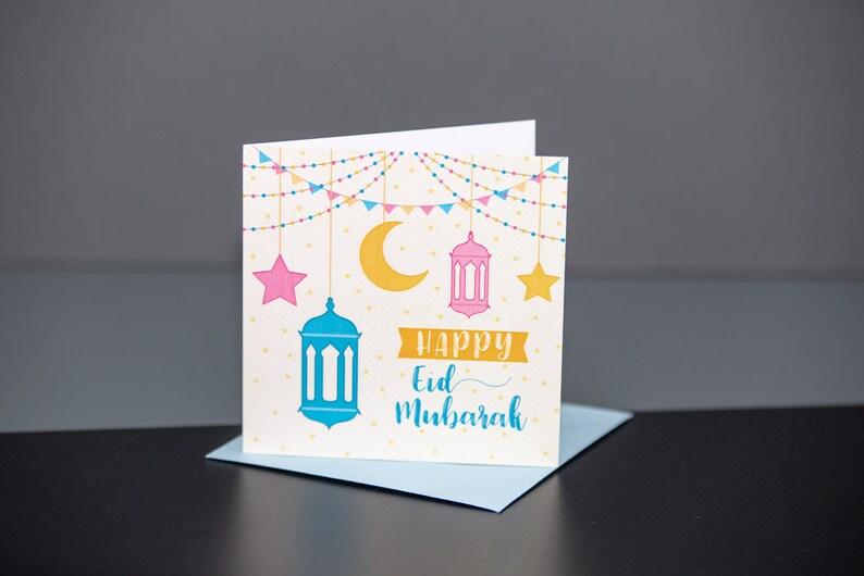 Lanterns Bunting Eid Card Eid Mubarak Ramadan Islamic Greeting Card - Etsy