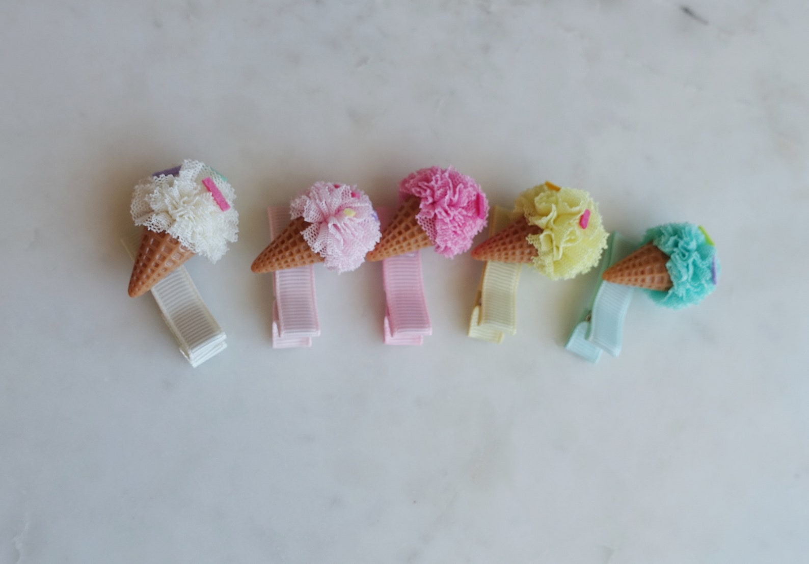 Ice Cream Cone Hair Clip, Girl Hair Clip | Mini Hair Bows | Piggy Tails ...
