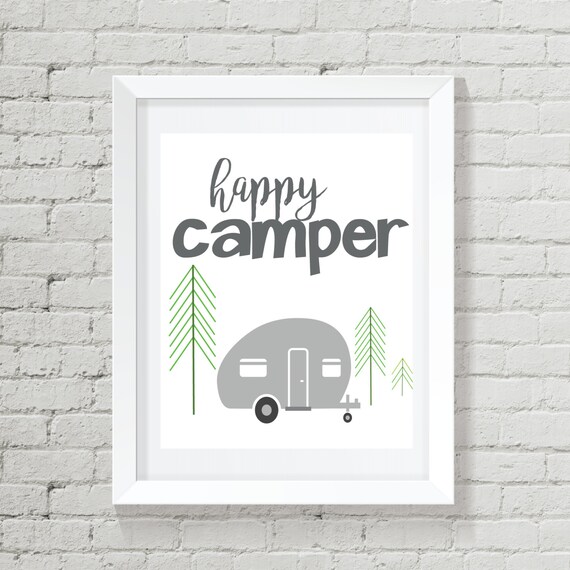 Happy Camper Printable Happy Camper Digital Art Happy Camper Etsy