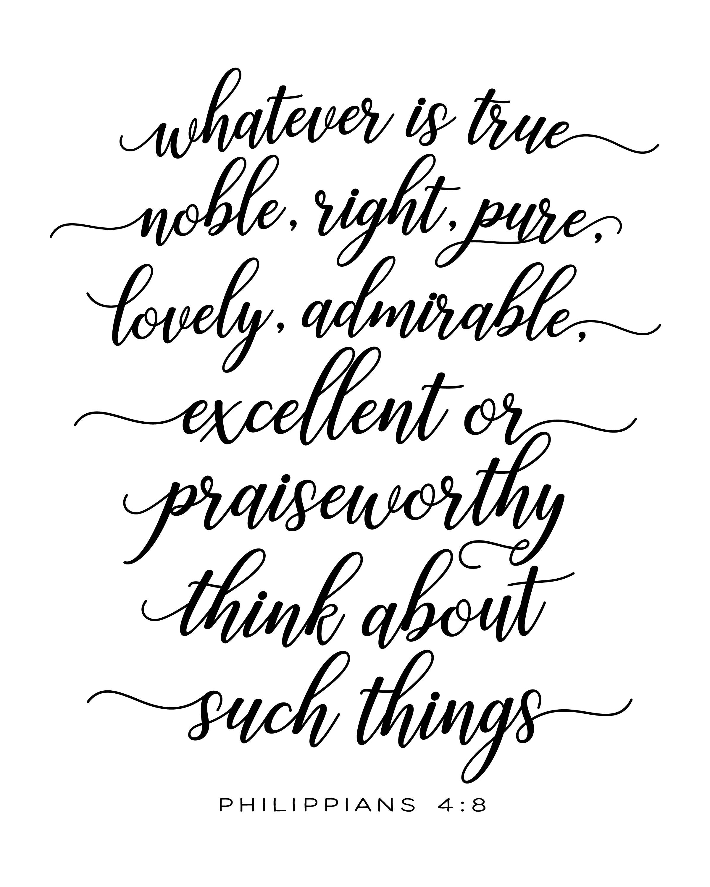 Philippians 4 8 Printable Whatever is True Whatever is | Etsy