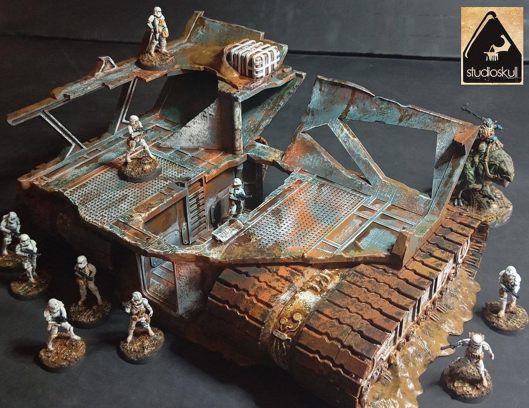 3D Printed PLA Wrecked Battle Tank | Hand-painted Terrain Piece for ...