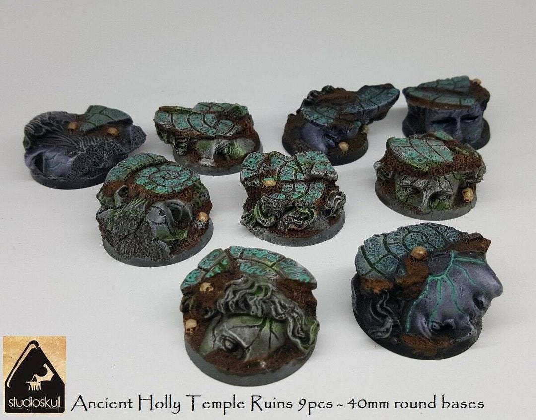 40mm Round Resin Bases Terrain Scenery Ancient Holly Temple Ruins 9pcs ...