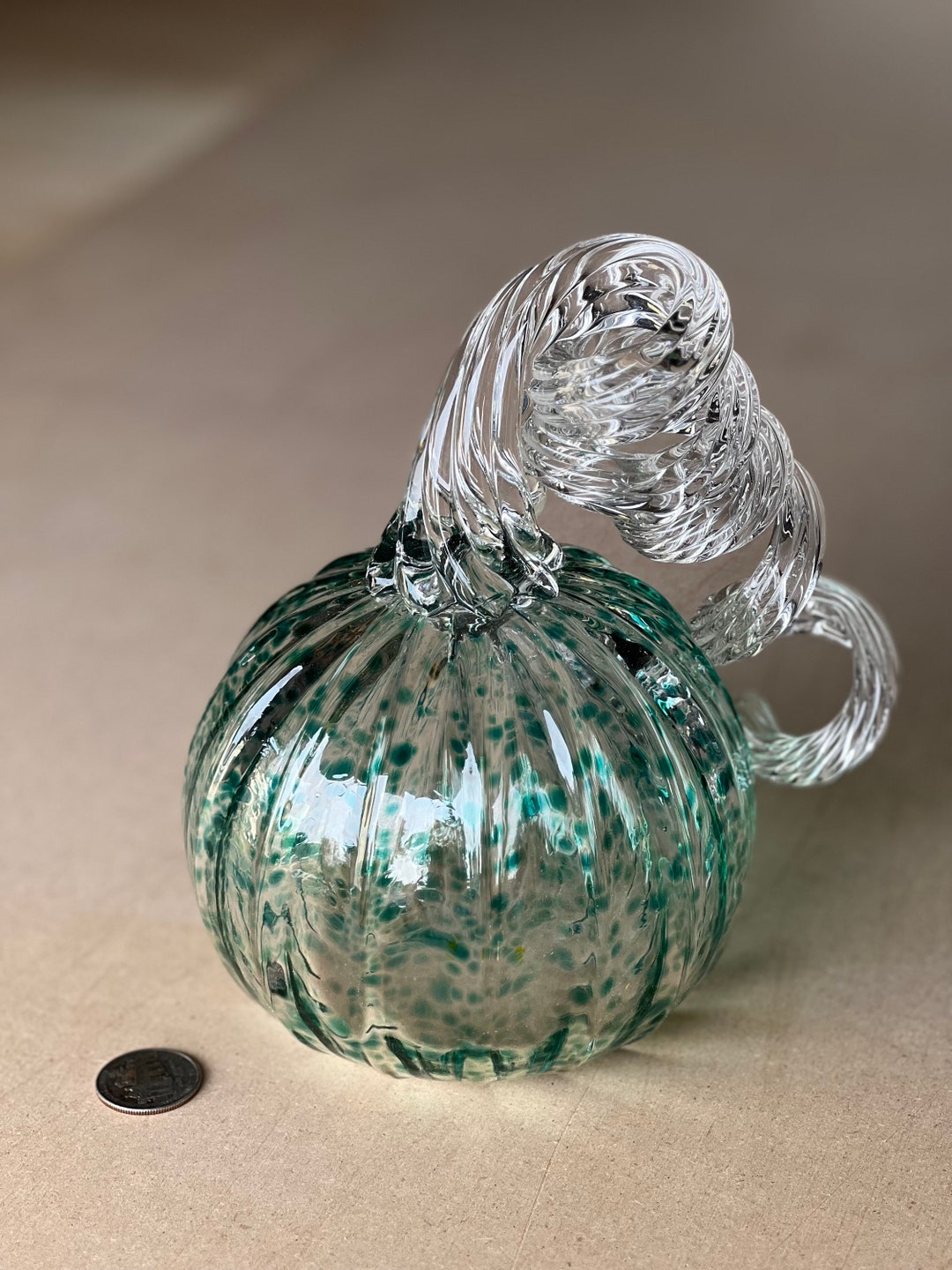 Handblown Clear & Green Glass Pumpkin - Etsy