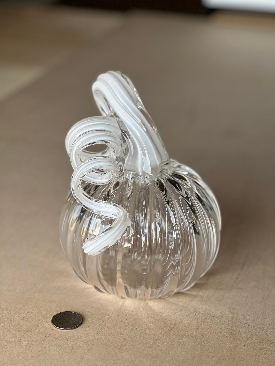 Handblown Clear & White Glass Pumpkin - Etsy