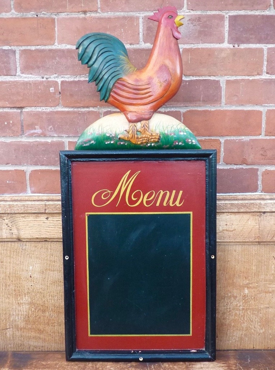 Vintage French Rooster Menu Board Handmade Unique Chalkboard Cafe Sign ...