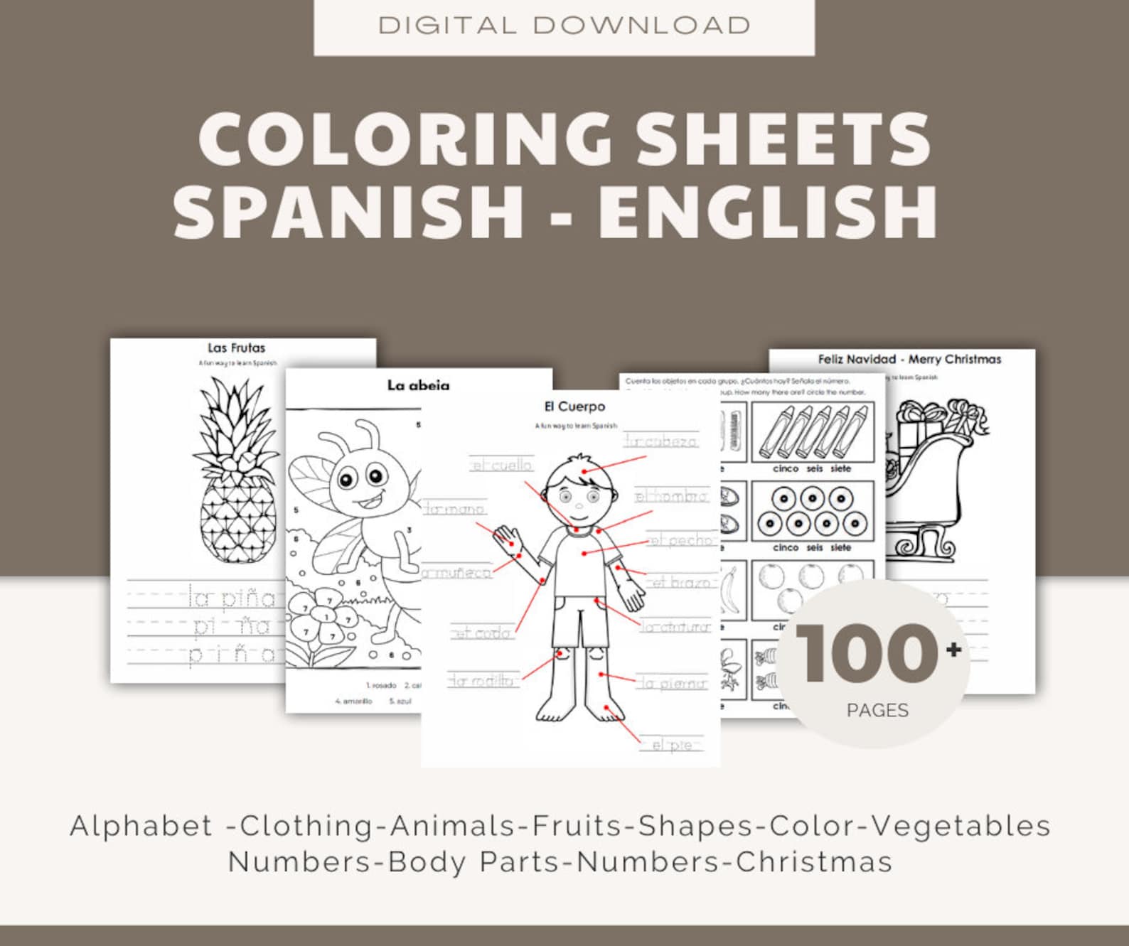 Spanish English Coloring Pages Kids | Colors,numbers,shapes,alphabet ...