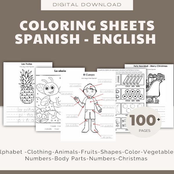 Spanish English Coloring Page - Etsy