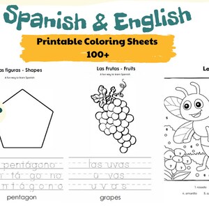 Spanish English Coloring Pages Kids | Colors,numbers,shapes,alphabet ...