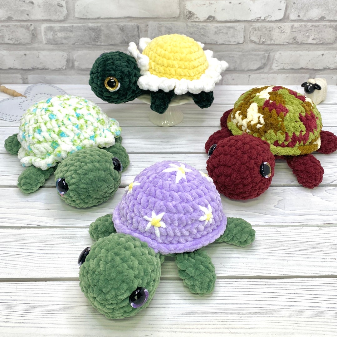 Large Crocheted Soft & Cuddly Turtle Stuffy, Cute Birthday Gift for ...