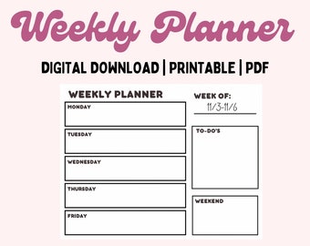 Colorful Weekly Planner Digital Download Printable Rainbow - Etsy