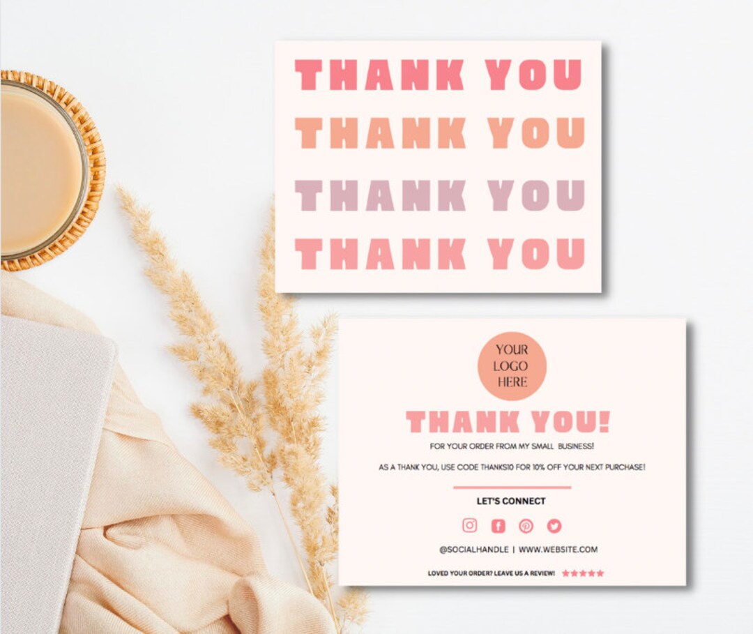 Small Business Thank You Card | Editable Thank You Package Insert ...