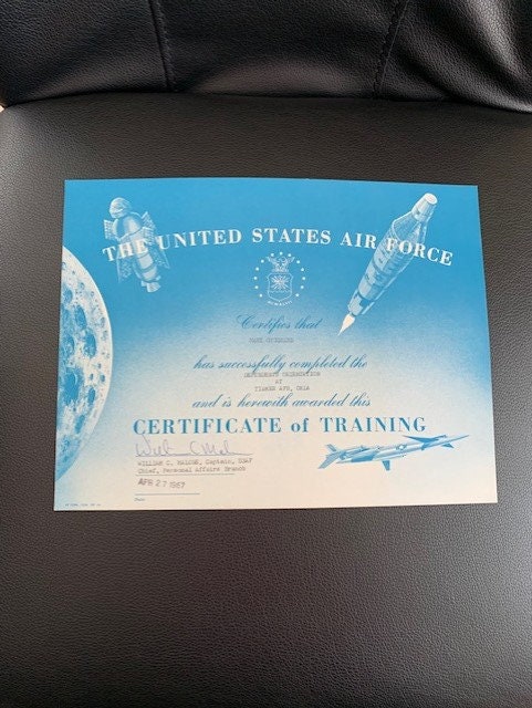 The United States Air Force Official Authentic Training Certificate ...