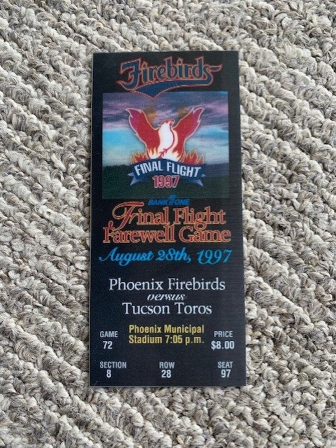 Phoenix Firebirds Final Farewell Baseball Ticket Stub Original Game ...