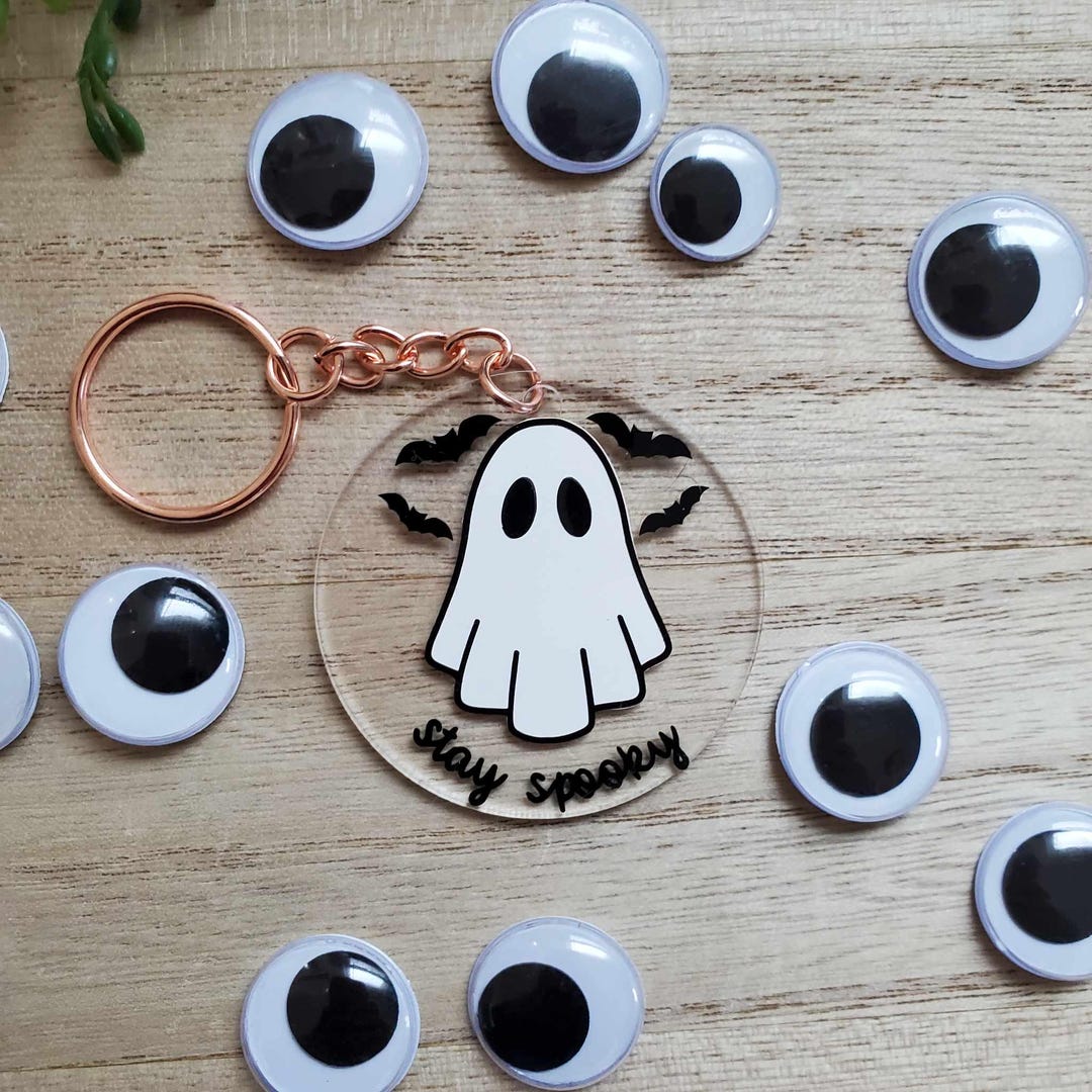 Ghost Keychain, Stay Spooky Keychain, Boo Basket Gift, Halloween ...