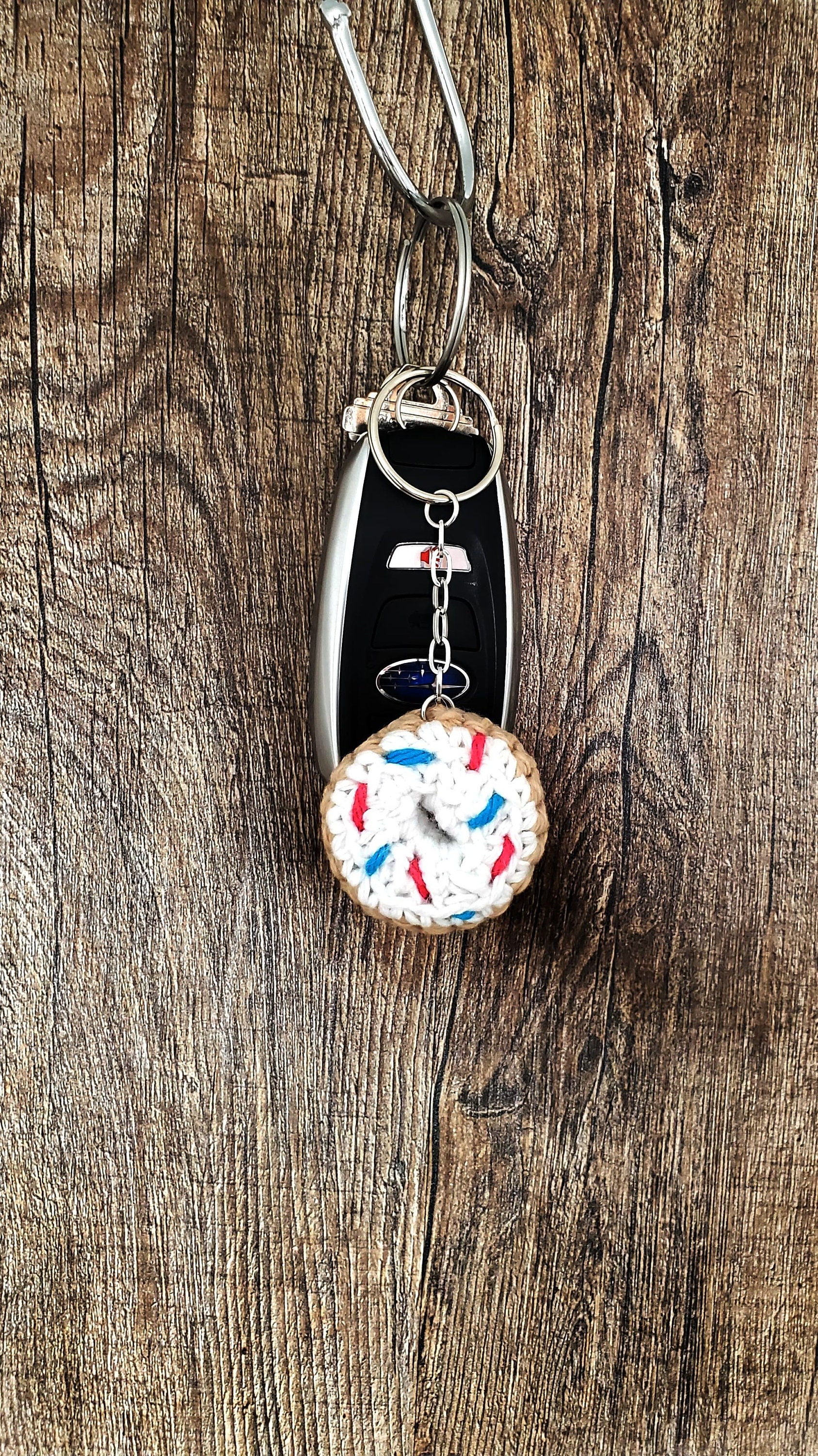 Cute Mini Donut Keychain Crochet Donut Key Ring Charm Key - Etsy