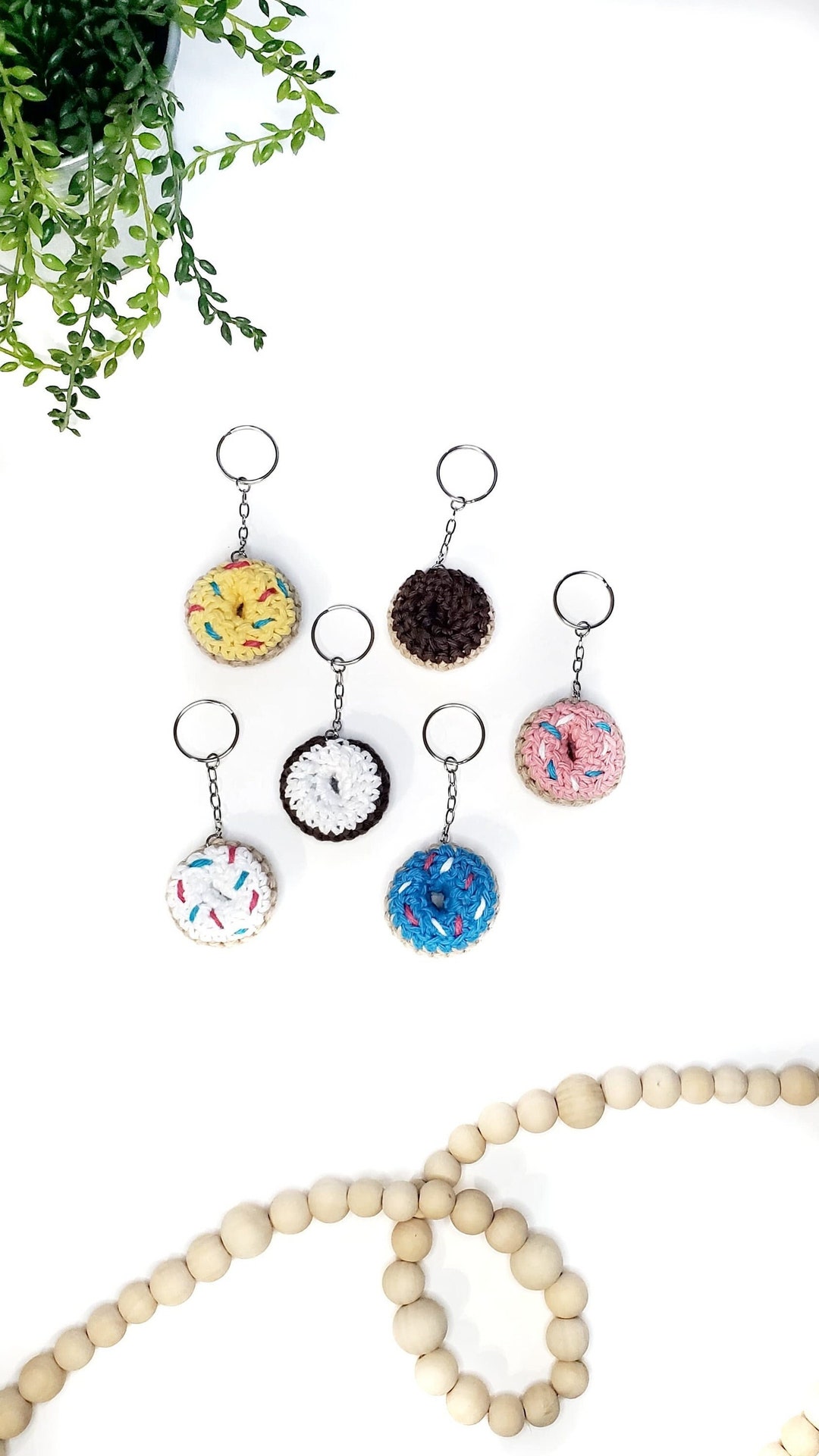 Cute Mini Donut Keychain Crochet Donut Key Ring Charm Key - Etsy