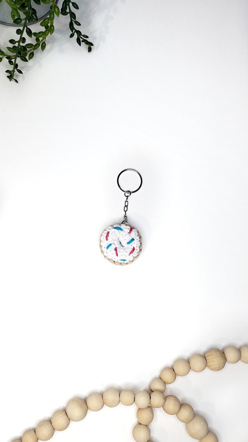 Cute Mini Donut Keychain Crochet Donut Key Ring Charm Key - Etsy
