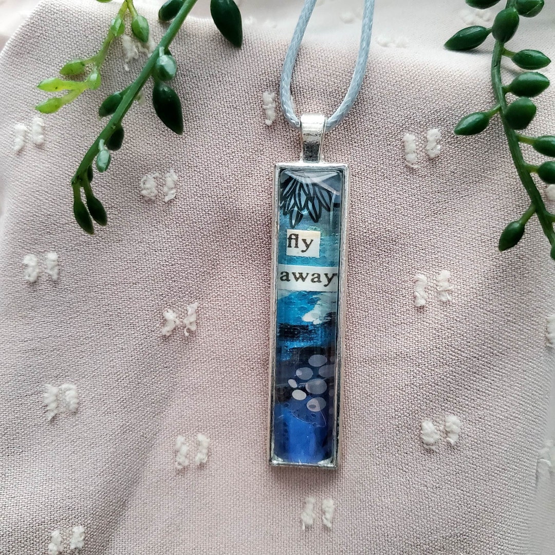Long Rectangle Abstract Pendant Necklaces, Handmade Colorful Jewelry ...