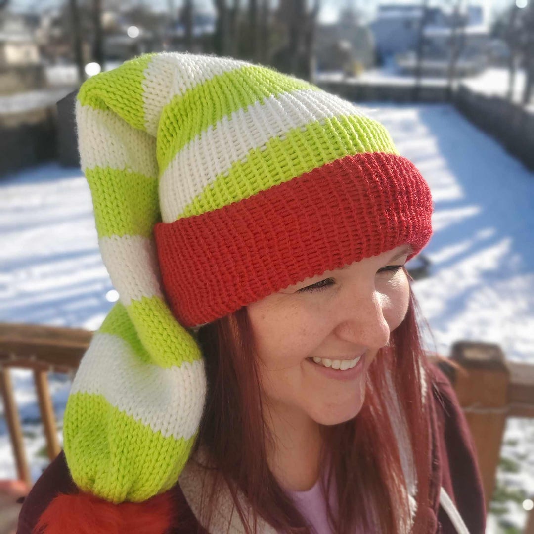 Knit Elf Hat, Crochet Christmas Hat for Adults, Ugly Sweater Party - Etsy