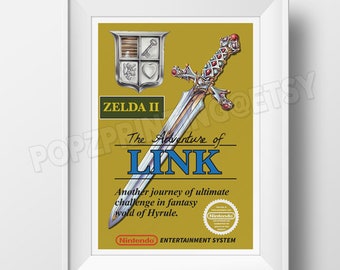 Zelda 2 II the Adventure of Link Poster NES Box Art Print Video Game 11 ...