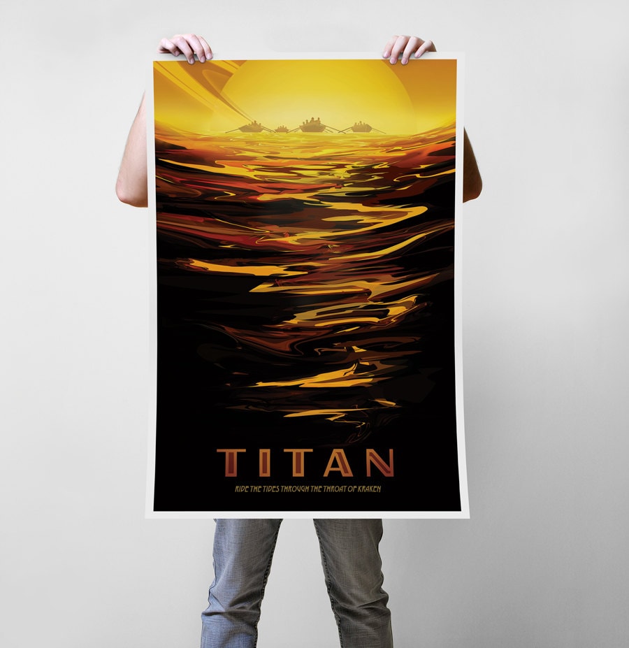 Titan Moon of the Future NASA Propaganda Traveler Art Print Poster ...