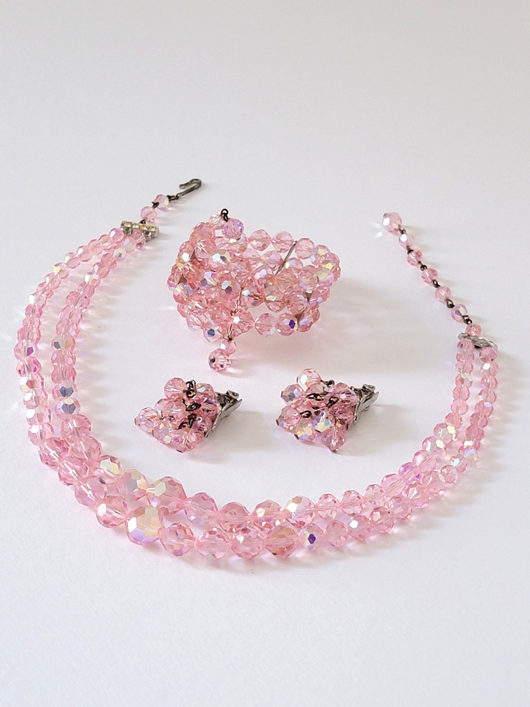 Vintage Pink Demi Parure Jewelry Set Choker Bracelet and - Etsy