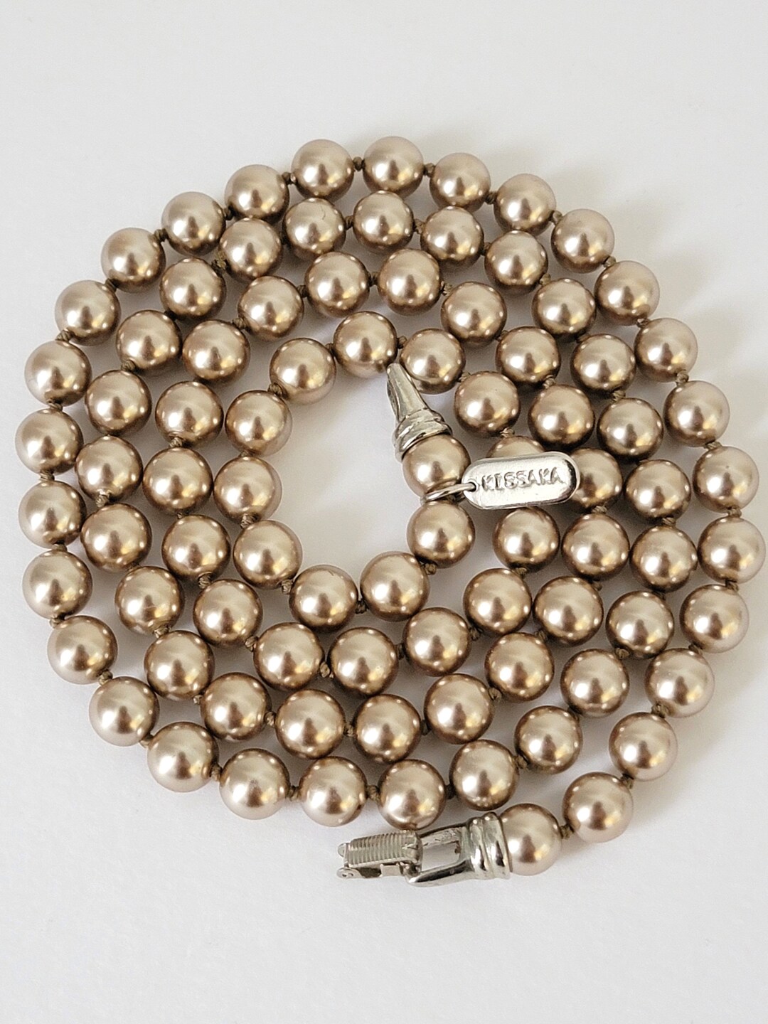 Kissaka Faux Pearl Beaded Necklace Glass in Light Bronze - Etsy