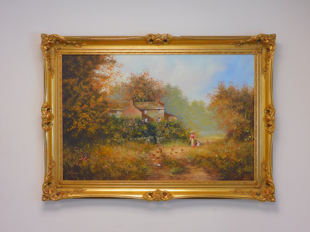 Large Original Oil Painting by Les Parsons Born 1945 in a Gilt Frame ...