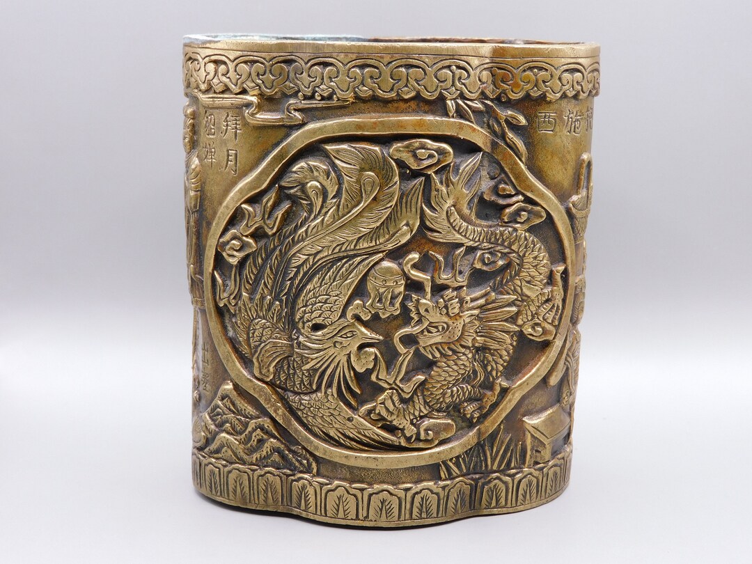 Chinese Bronze Pot, Dragon Decoration, Makers Mark to Base - Etsy