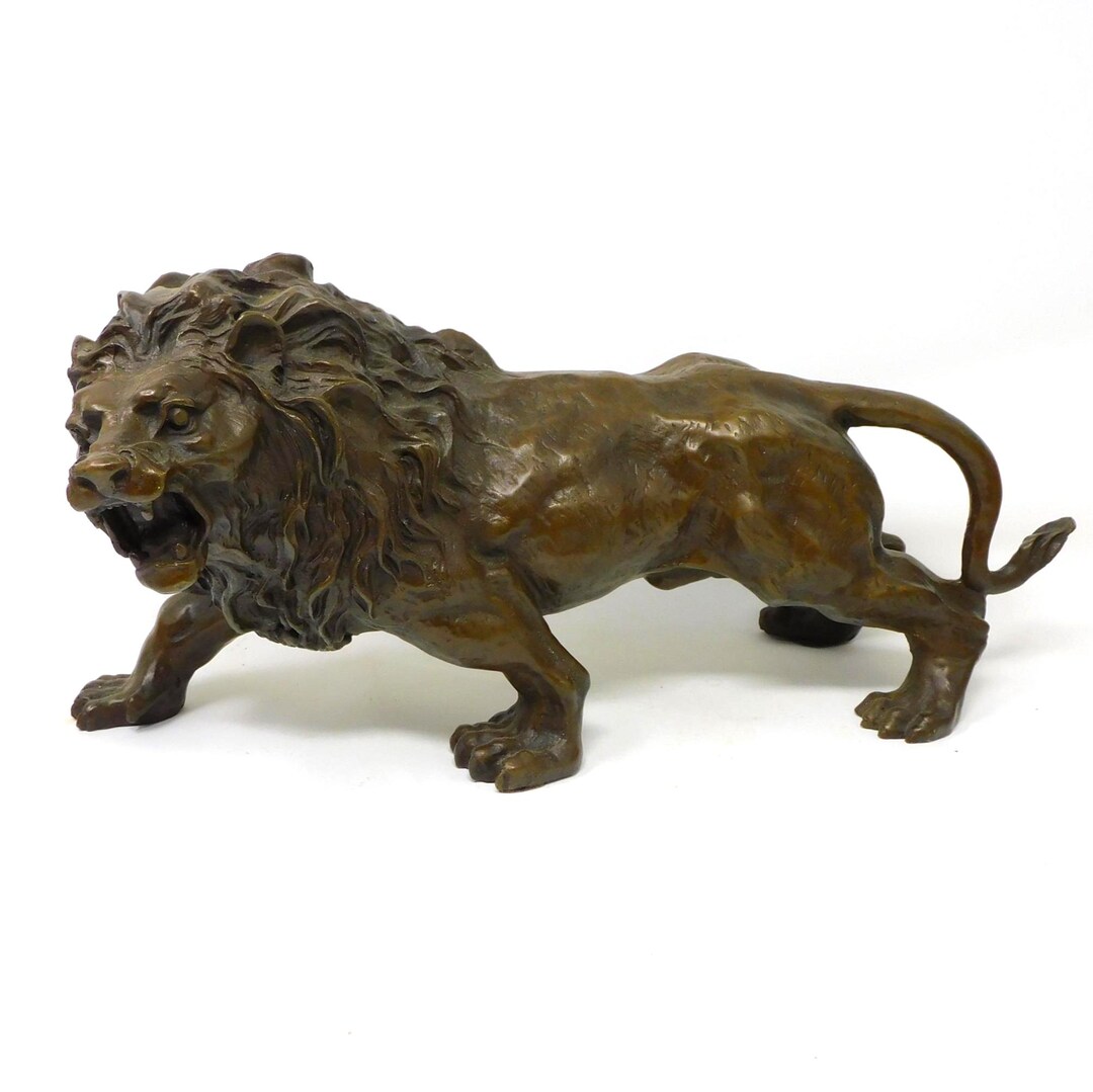 Antique Bronze Lion Sculpture: Signed Rodin, 19th Century Art (33cm) - Etsy