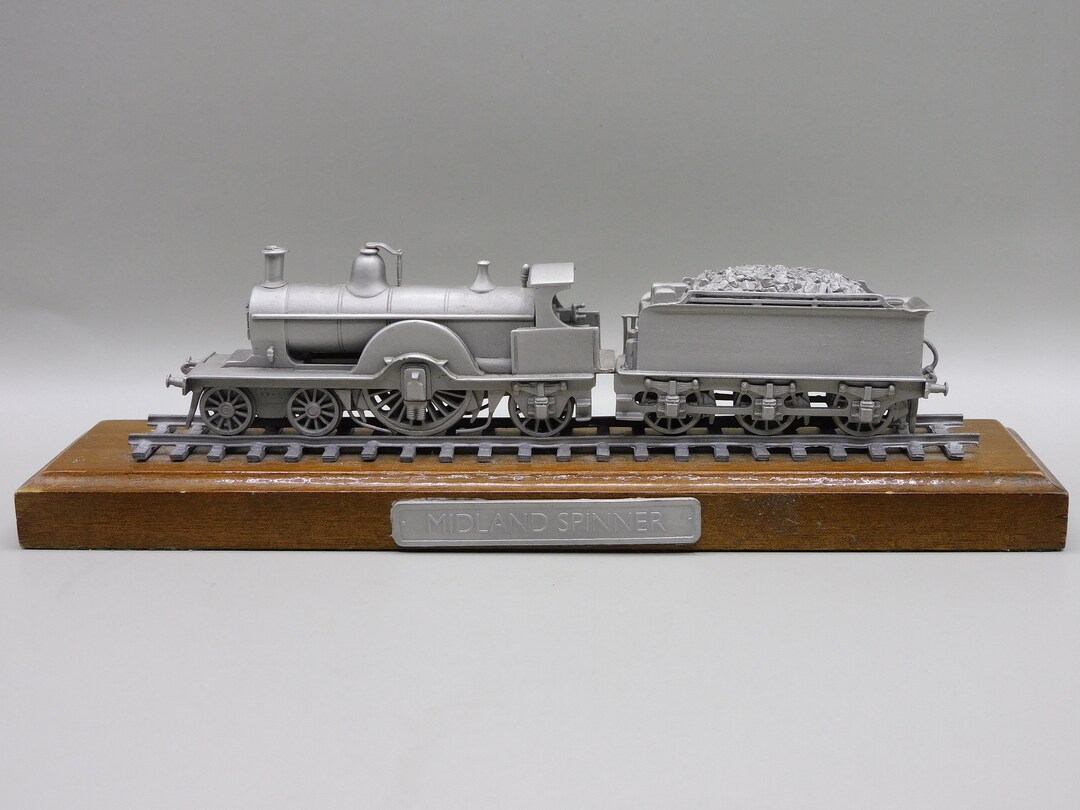 Vintage Pewter Train on a Wooden Plinth - Midland Spinner-home Decor ...