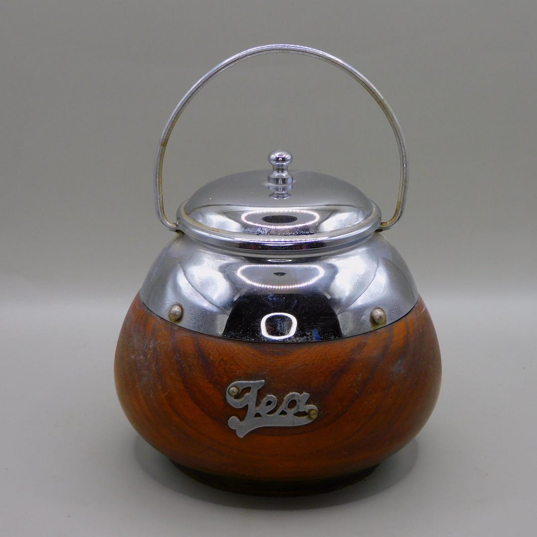 Vintage Oak Tea Barrel, Silver Lid With Handle, Loose Tea Inside Liner ...